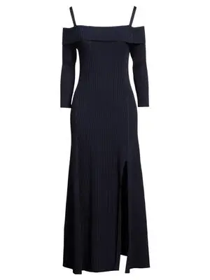 GANNI Ribbed Knit Cold Shoulder Maxi Dress - Black