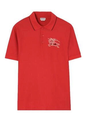 Burberry Heart Knight Cotton Polo Shirt - Currant Red