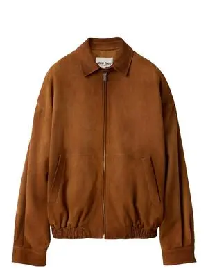 Miu Miu Suede Zip-up Jacket - Cinnamon