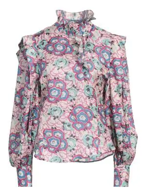 Isabel Marant Étoile Floral Print Stand Collar Long Sleeve Top - Pink