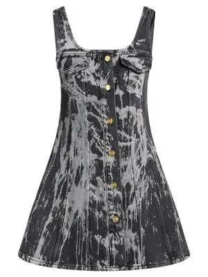 GANNI Denim Flared Dress - Black