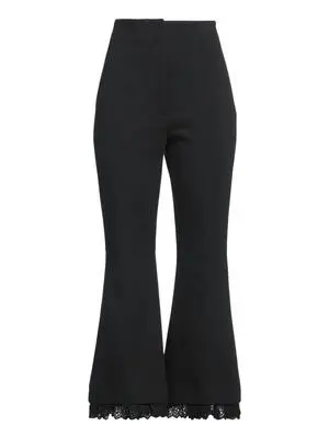 Sportmax Minimalist Flared Pants With Lace Trim - Black
