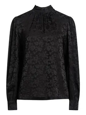 SAINT LAURENT Saint Laurent Floral Jacquard Mock Neck Long Sleeve Top