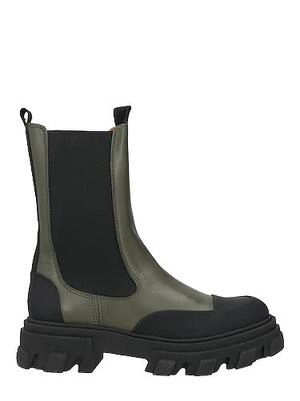 GANNI Leather Chelsea Boots With Lug Sole - Black