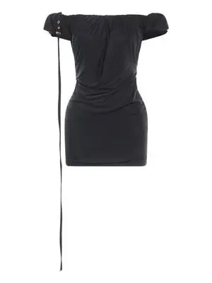 Jacquemus Off-shoulder Short Sleeve Cropped Dress - Black