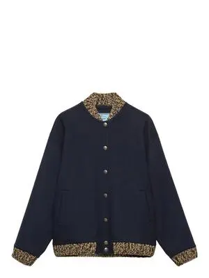 Prada Double Cashmere And Wool Bomber Jacket - Navy