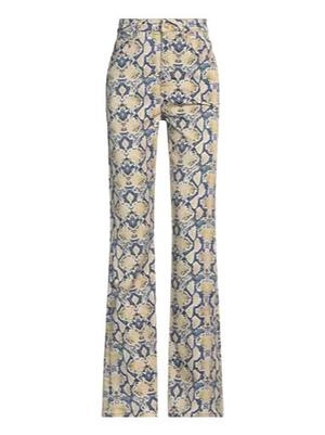 GANNI Snakeskin-print Flared Denim Trousers - Gray