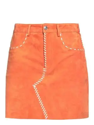 Marni Suede Flared Skirt With Appliqués - Orange