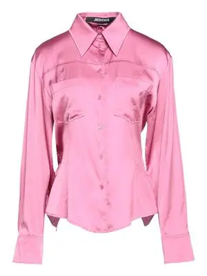Jacquemus Satin Shirt With Buttoned Cuffs And Chest Pockets - Pink