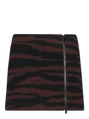 GANNI Zebra-striped Wool Skirt - Black