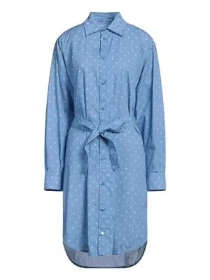 Marni Polka Dot Belted Shirt Dress - Blue