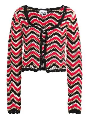 GANNI Ganni Crochet Knit Cardigan With Button Fastenings
