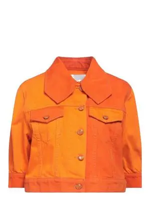 GANNI Denim Trucker Jacket - Orange