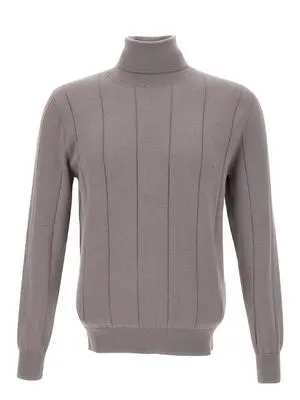 Eleventy Eleventy Ribbed Turtleneck Knitwear With High Collar And Long Sleeves Gray