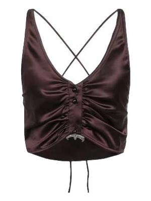 GANNI Satin Halterneck Cropped Top - Black