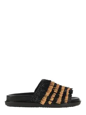 Marni Two-tone Fringed Slide Sandals - Black