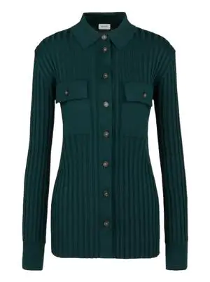 TOD'S Ribbed Button Cardigan - Green