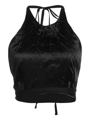 Sportmax Satin Halter Backless Cropped Top - Black