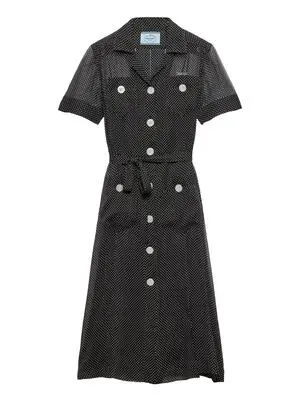 PRADA Prada Polka Dot Silk Chiffon Shirt Dress