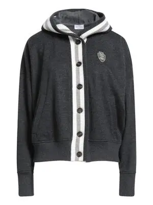 Brunello Cucinelli Hooded Knitwear With Logo Detail - Black