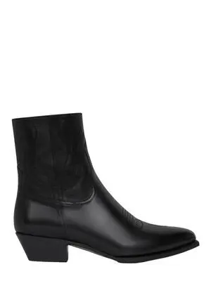 Celine Moon Zipped Boots In Calfskin - Black