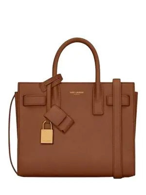 Saint Laurent Sac De Jour Nano Carryall In Grained Leather - Brown
