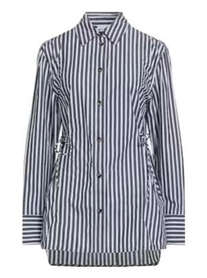 GANNI Striped Poplin Shirt - Gray