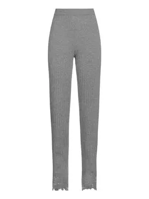 Marni Ribbed Wool Pants With Embellished Cuffs - Gray