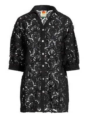 FARM RIO Farm Rio Openwork Lace Shirt With Classic Lapel