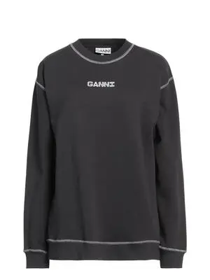 GANNI Printed Fleece Sweatshirt - Black