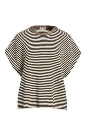BRUNELLO CUCINELLI Brunello Cucinelli Striped Short Sleeve Knit Top