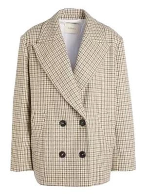 Max & Co. Max&co. Checked Wool Blend Double-breasted Pea Coat - No