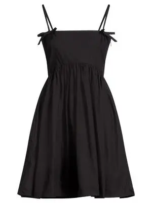 GANNI Sleeveless Square Neck Flared Dress - Black