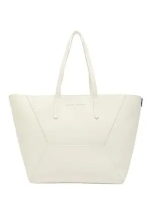 Brunello Cucinelli Brunello Cucinelli Medium Grained Leather Tote Bag White