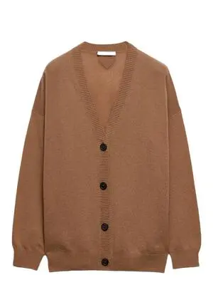 Prada Cashmere V-neck Cardigan - Camel Brown