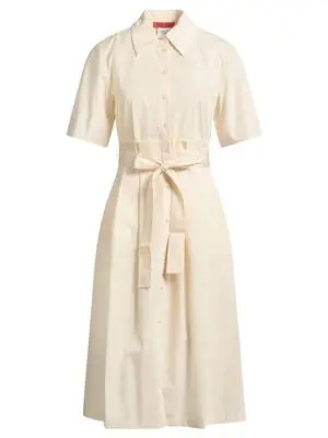 MAXCO. Max&co. Shirt Dress With Belt And Short Sleeves - Nude