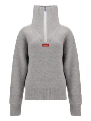 Coperni Logo Wool Zip-up Sweater - Gray