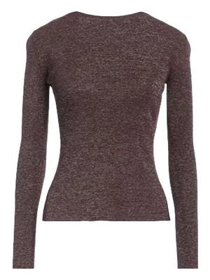 Max Mara Long Sleeve Crew Neck Metallic Knit - Brown