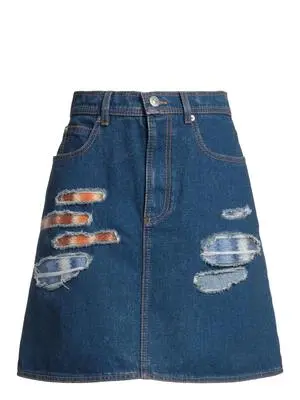 Marni Denim Flared Skirt With Appliqués - Blue