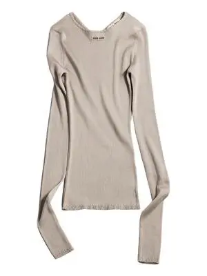 Miu Miu Silk Crew-neck Sweater - Grey