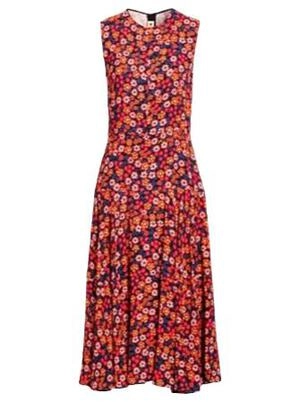Marni Sleeveless Floral-print Crepe Midi Dress - Red