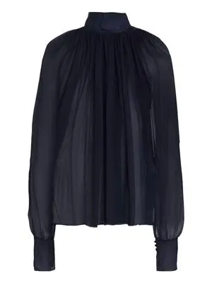 SAINT LAURENT Saint Laurent High-Necked Pleated Cardigan