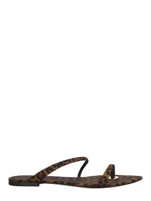 Saint Laurent Saint Laurent Leopard Print Woven Flat Sandals Black