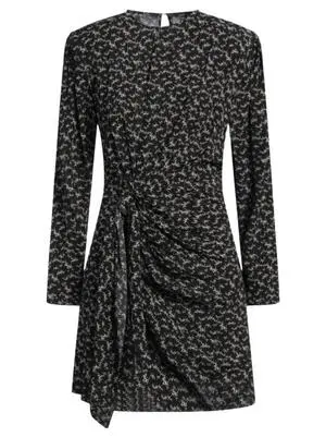 Tory Burch Printed Long Sleeve Crewneck Dress - Black