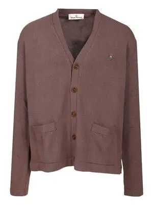VIVIENNE WESTWOOD Orb Embroidered Buttoned Cardigan - Brown