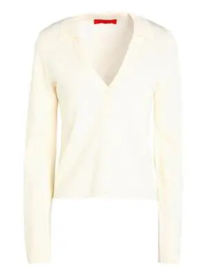 MAXCO. Max&co. Button Front Cardigan With Pointelle Detail - White