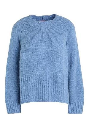 MAXCO. Max&co. Ribbed Crew Neck Long Sleeve Knit - Blue