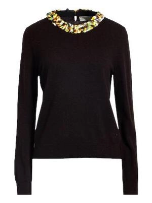 Tory Burch Long Sleeve Knitwear With Sequins And Appliqués - Black