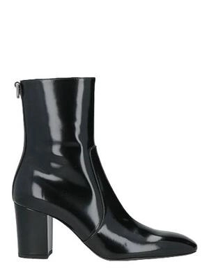 Saint Laurent Glossed Leather Ankle Boots - Black
