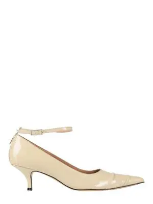 MAISON MARGIELA Pointed-toe Patent Leather High Heels With Ankle Strap - Beige